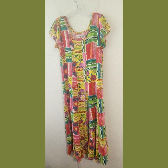 Jams World | Dresses | Jams World Patchwork Multi Color Ss Rayon Midi ...